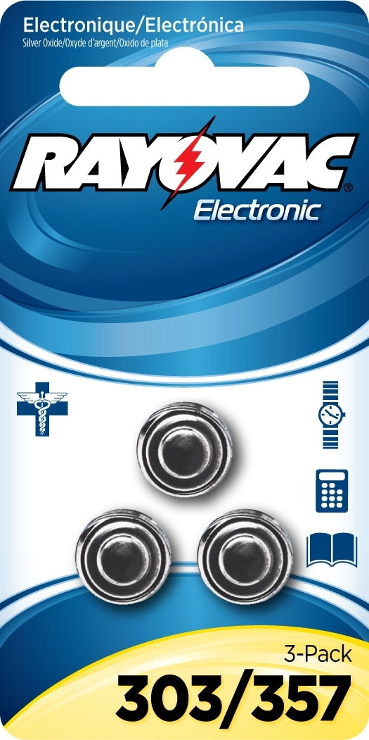 Rayovac 303/357 Silver Watch/Electronic Battery- 3 Pack | Battery Junction