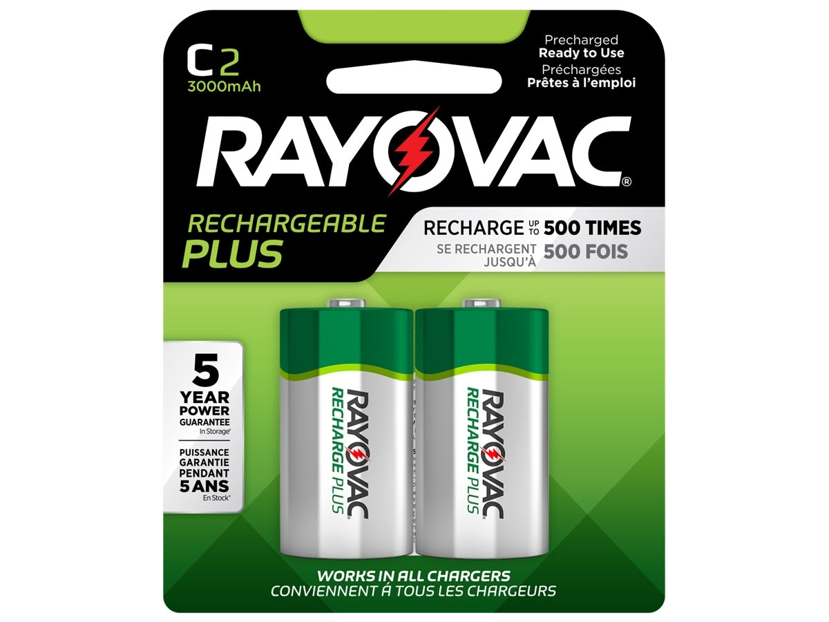 Rayovac Rechargeable Plus PL714-2 C-cell 3000mAh 1.2V Nickel Metal Hyd ...