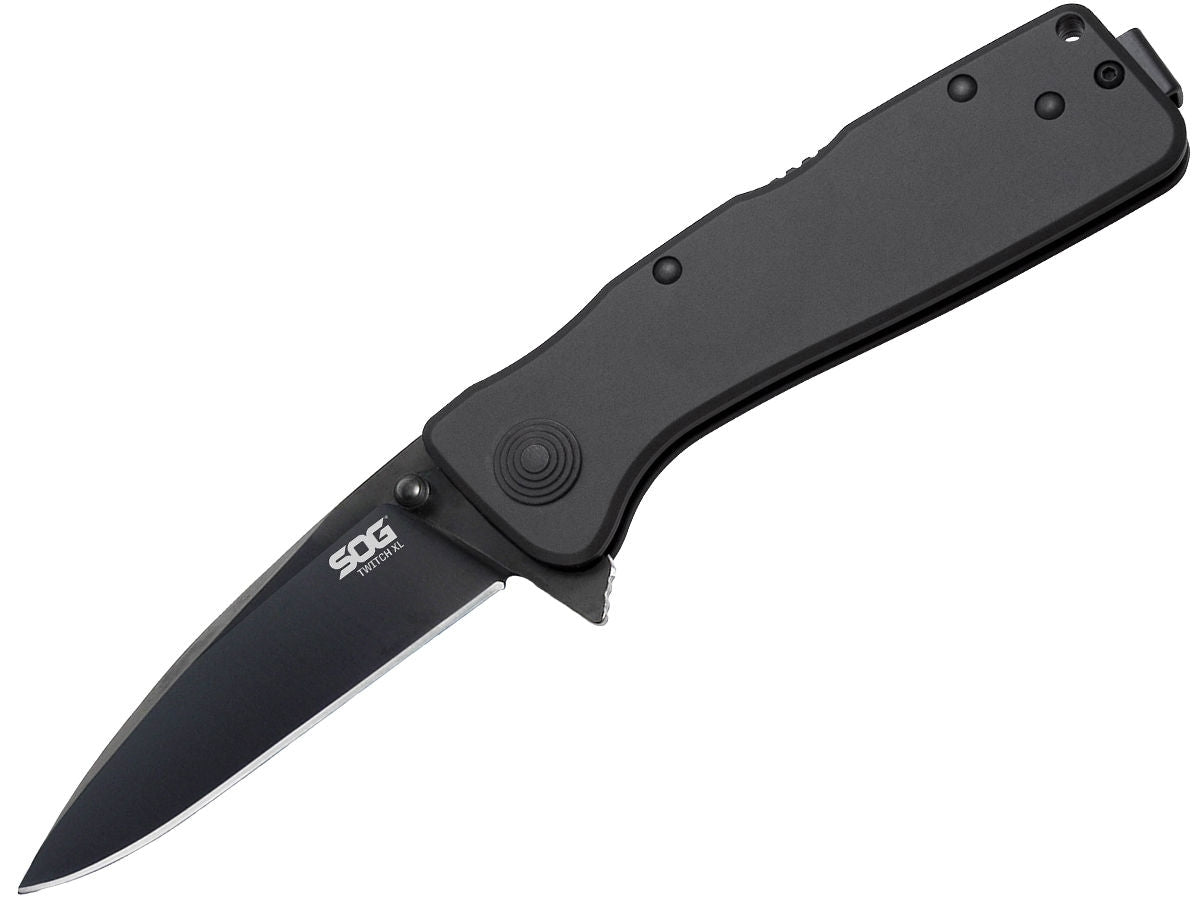 SOG Twitch XL Folding Knife - 3.25-inch Straight Edge, Tanto - Black T ...