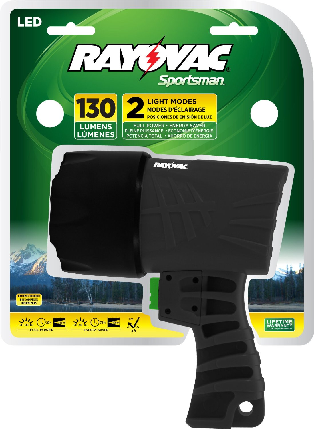 Rayovac Sportsman LED Spotlight - 130 Lumens - Includes 4 x C Cells ...